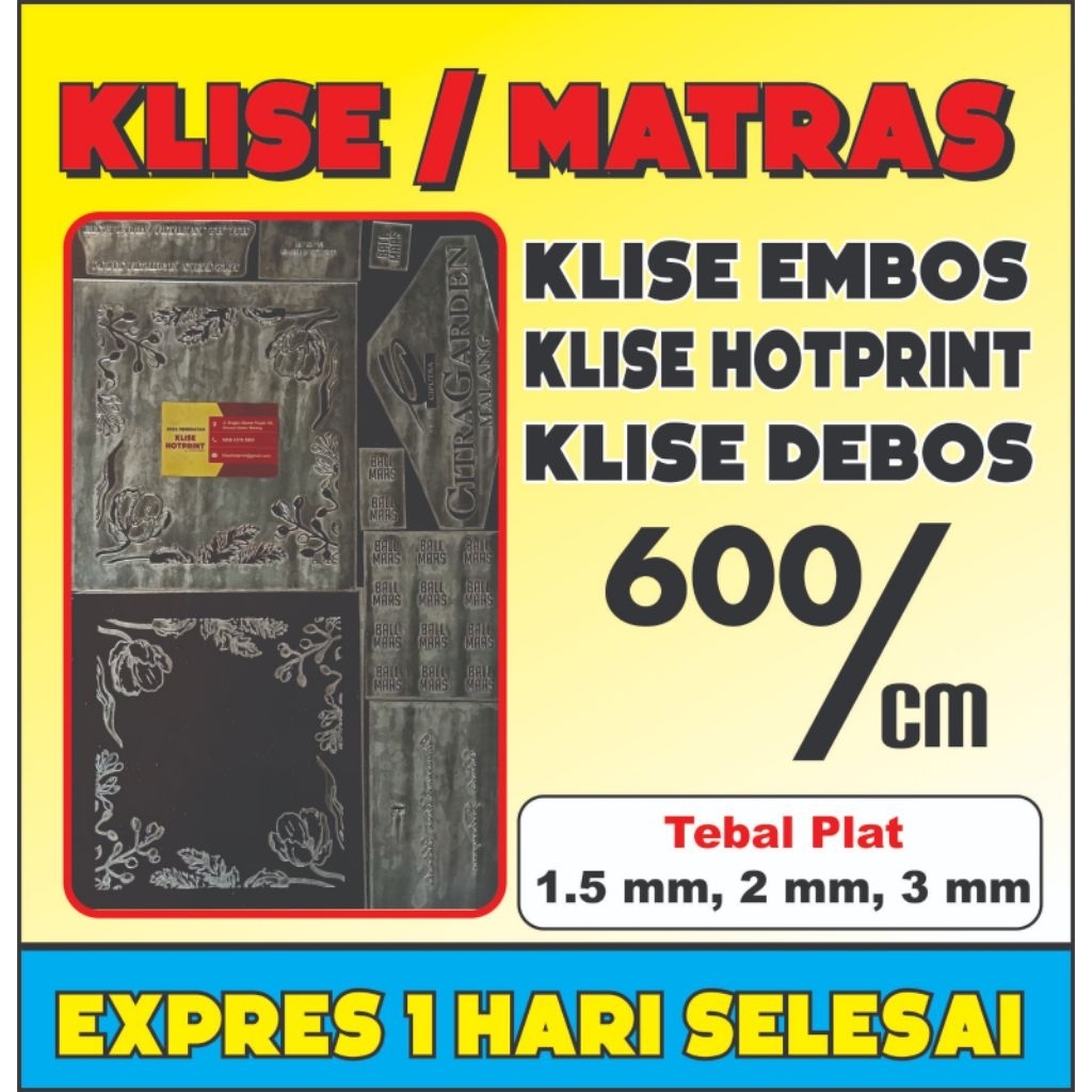 Jual (MINIMAL ORDER) Klise Hotprint, Klise Emboss, Klise Debos, Matras ...
