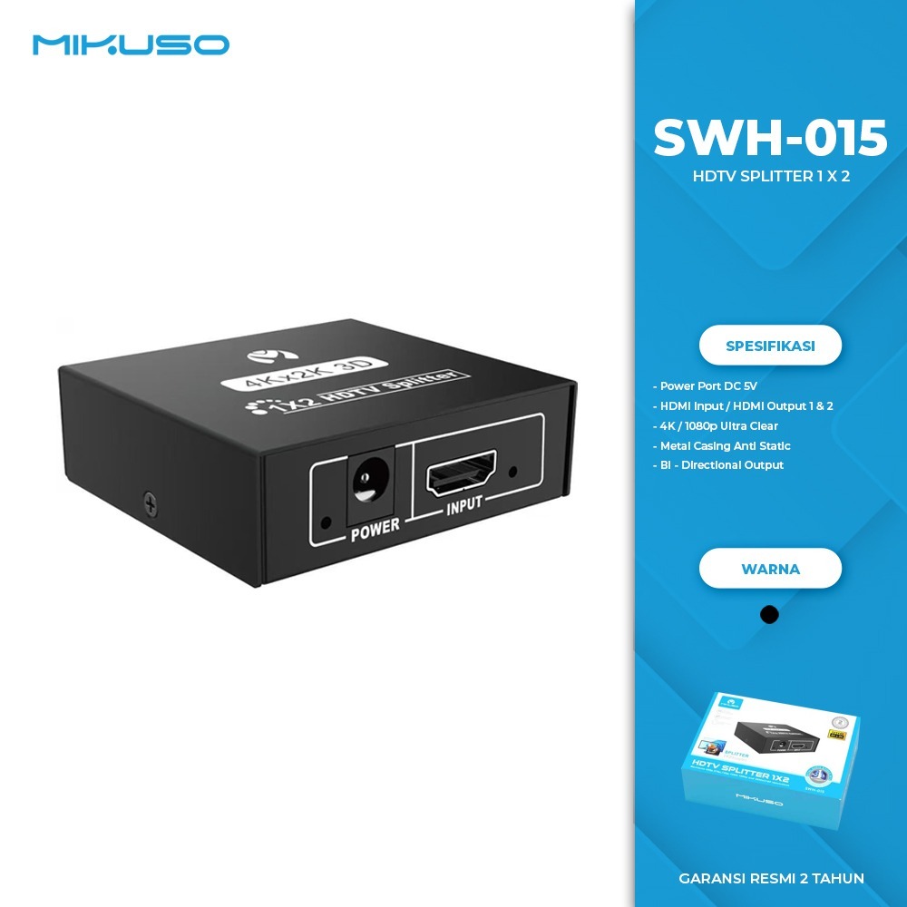 Jual Mikuso SWH-015 HDTV Splitter 1x2 Power Port DC 5V HDMI Input ...