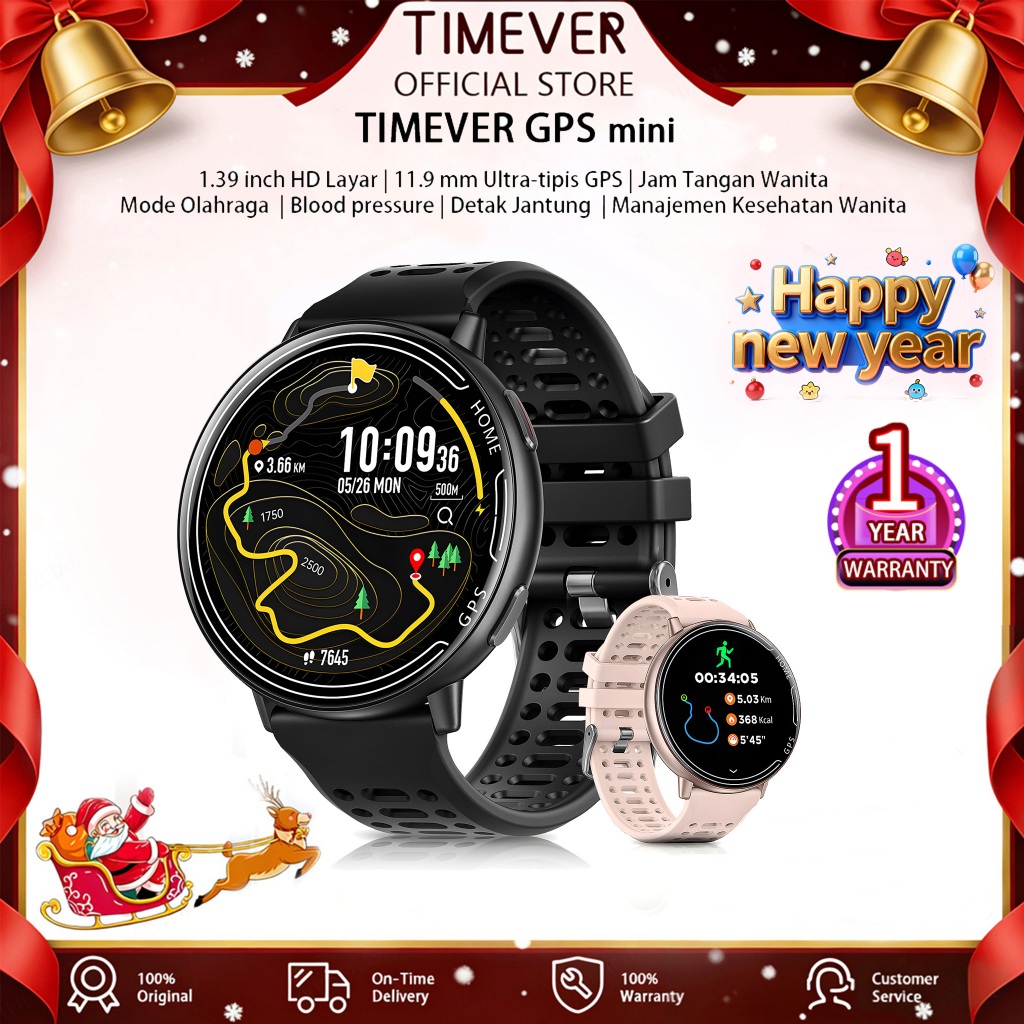 Jual TIMEVER GPS mini Smartwatch Strava Tahan Air 1ATM Kesehatan 24 Jam ...