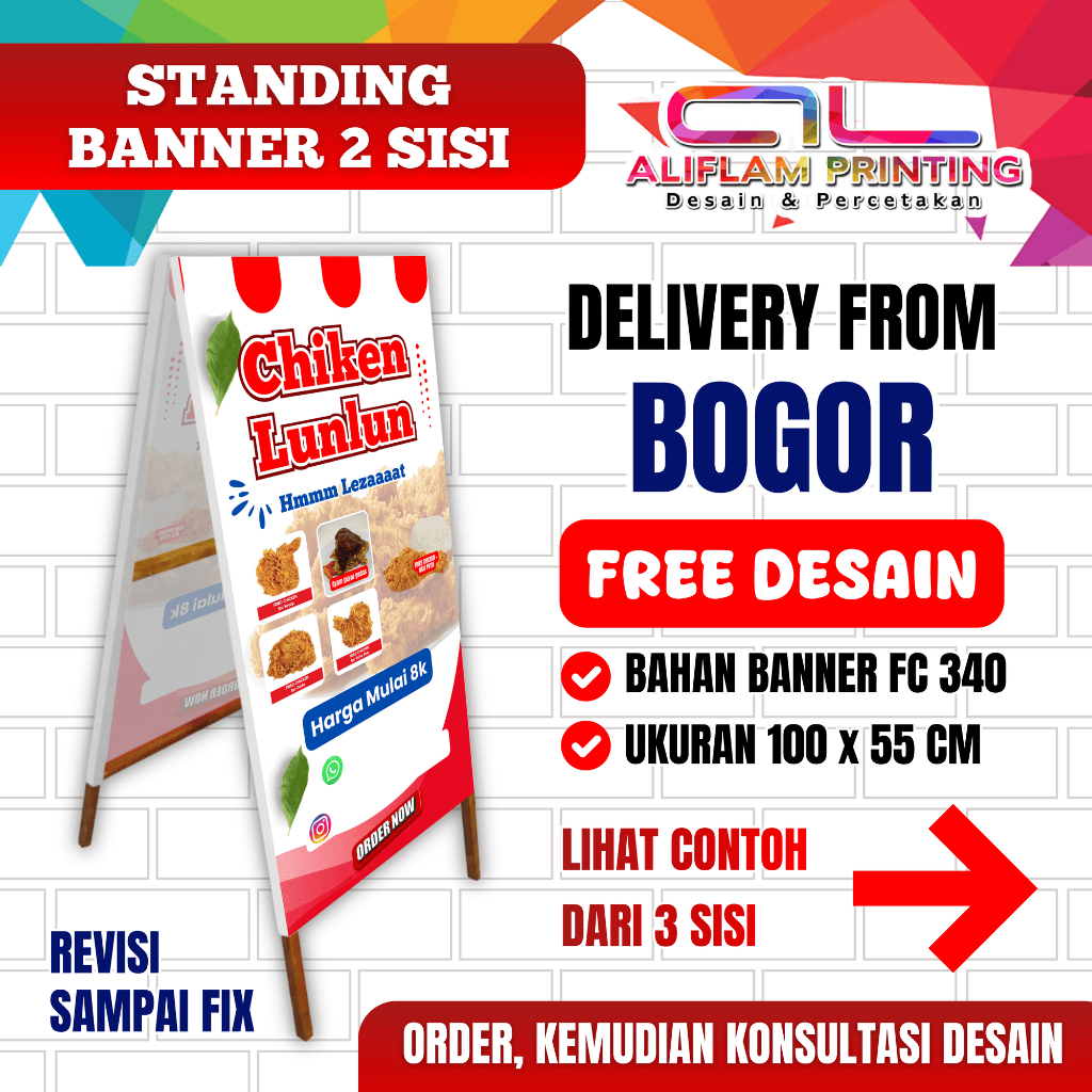 Jual Standing Banner Kayu 2 SISI SIAP PAKAI + GRATIS DESAIN Banner ...