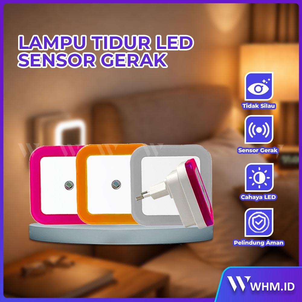 Jual Lampu Tidur LED Sensor Cahaya Otomatis Bentuk Kotak Warna Orange ...