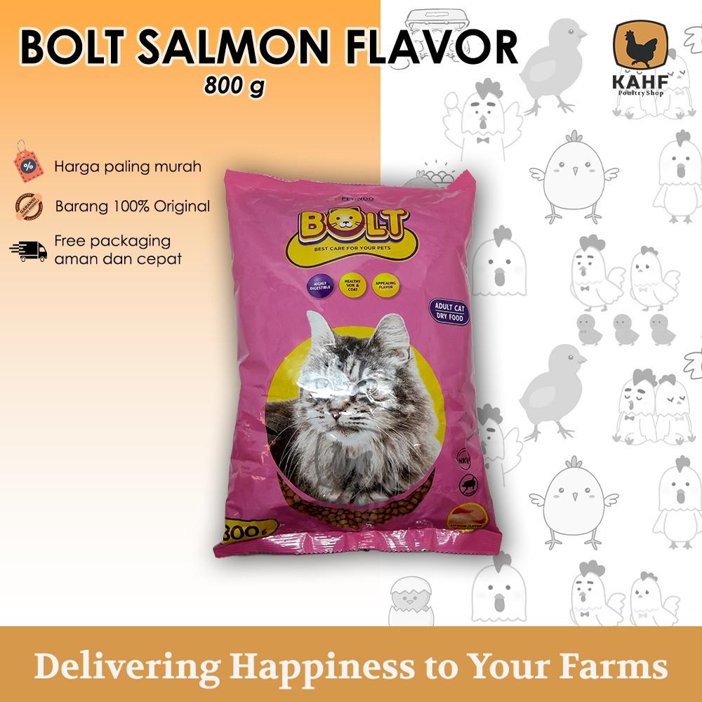 Jual Pakan Kucing Dewasa Ikan Salmon Dry Cat Food - BOLT Pink 800 gram ...
