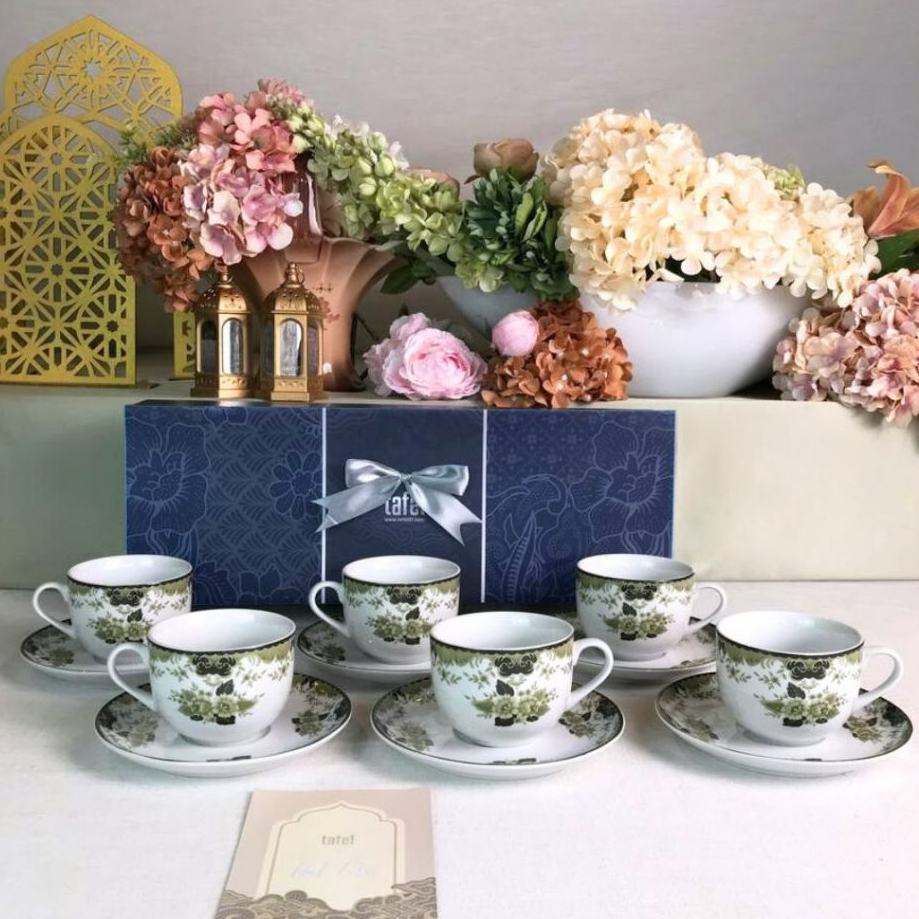 Jual Cangkir Keramik Set Green Peony 6 pasang | Shopee Indonesia