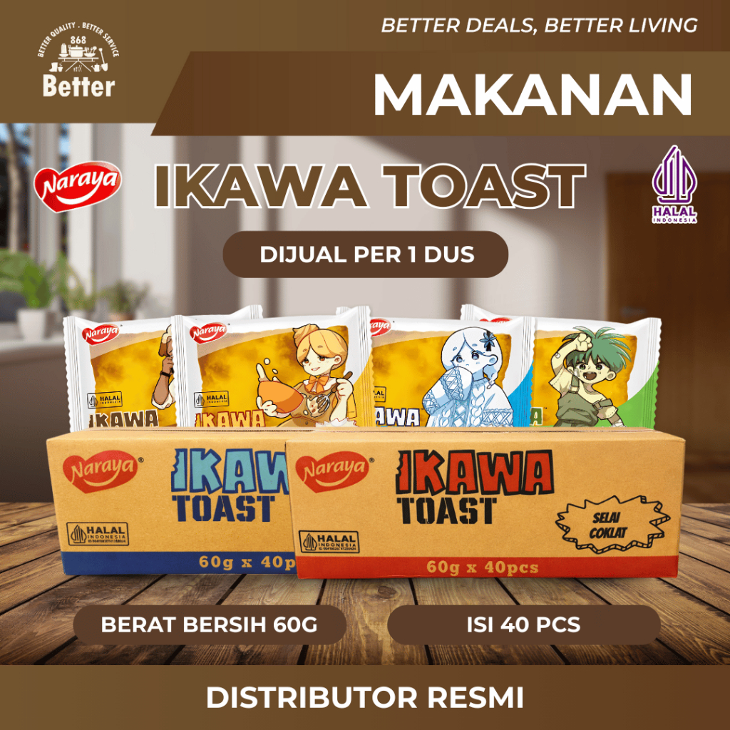 Jual NARAYA Ikawa Toast 60gr 1 Dus isi 40 pcs Roti Panggang Snack Isi ...
