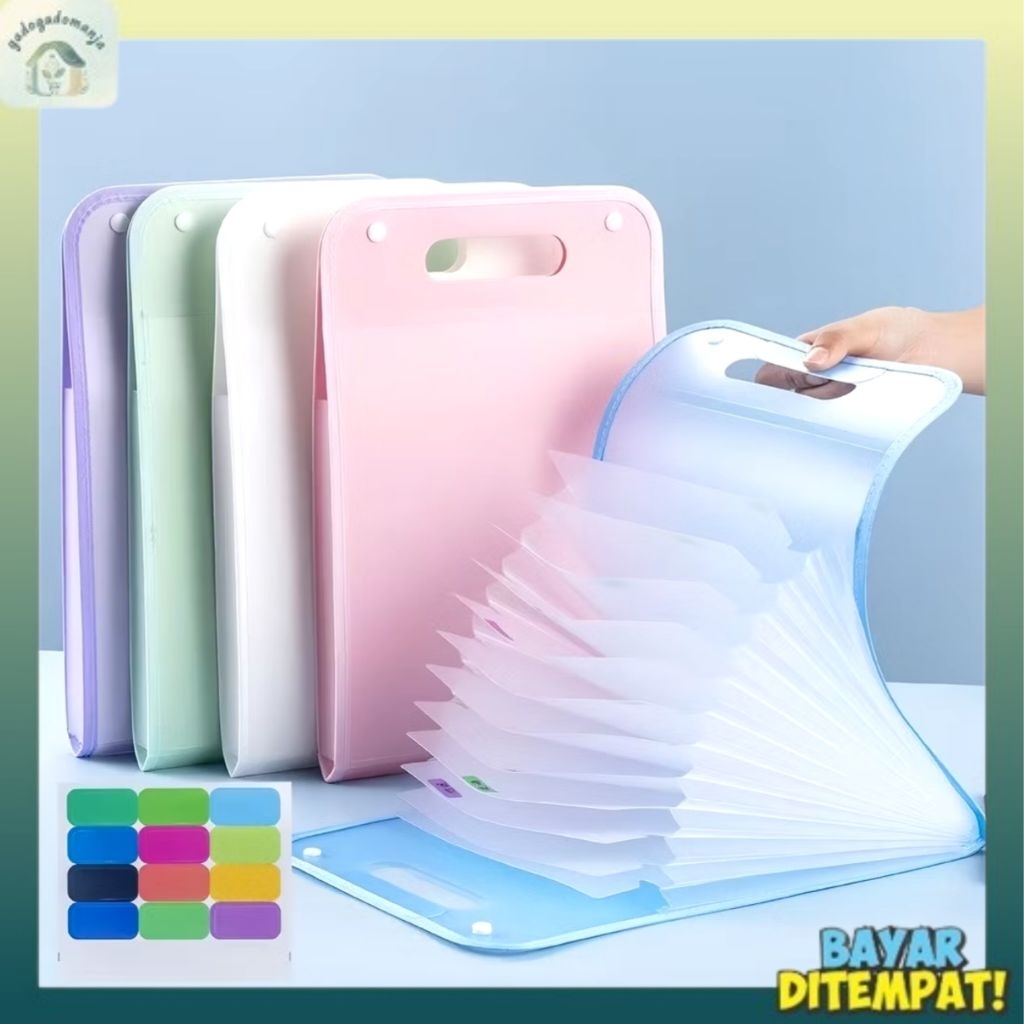 Jual ST007 Tas File A4 Handle Transparan Anti Air Folder Dokumen 13 ...