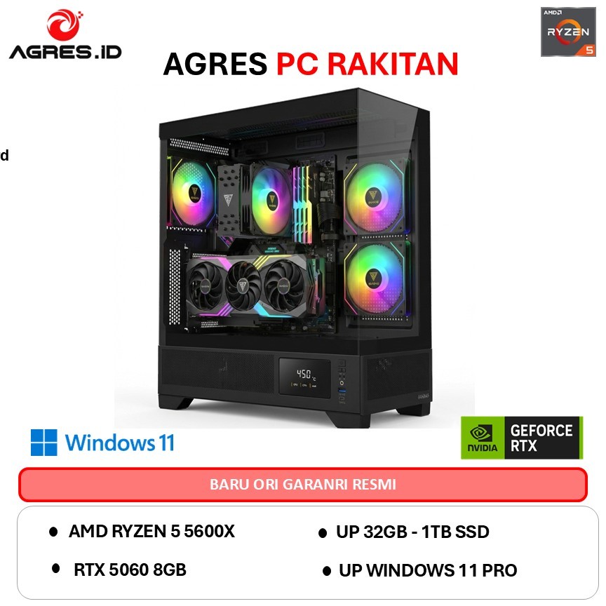 Jual AGRES RAKITAN PC GAMING RYZEN 5 5600X RTX 5060 8GB - RAM 32GB 1TB ...