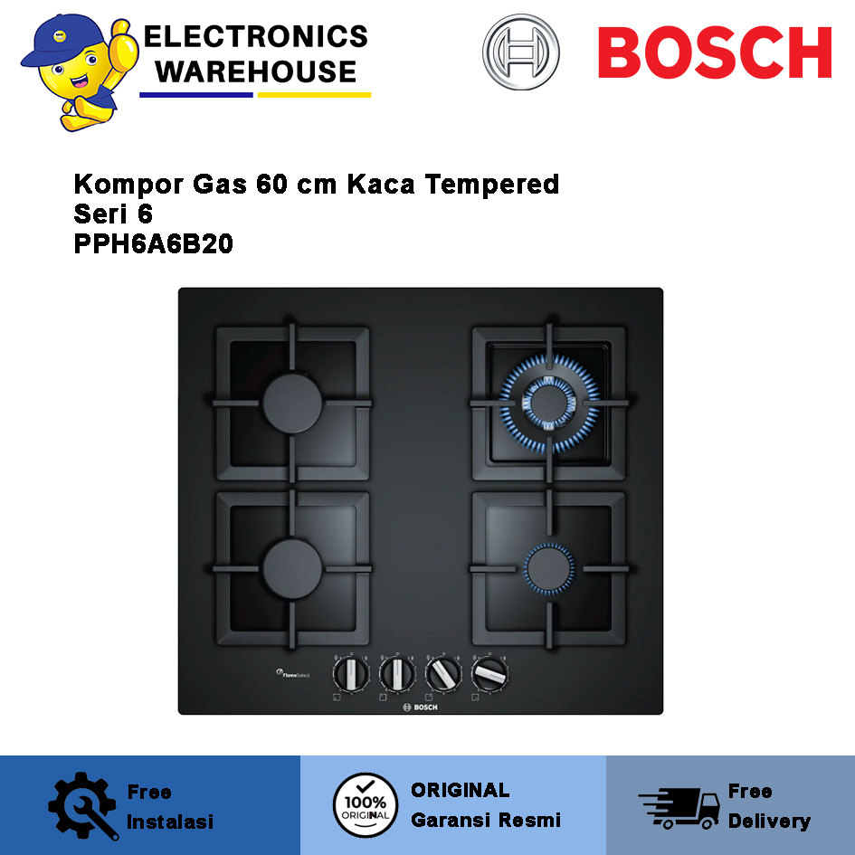 Jual Bosch Gas Hobs - PPH6A6B20 - Kompor Gas Tanam 60 cm | Bosch ...