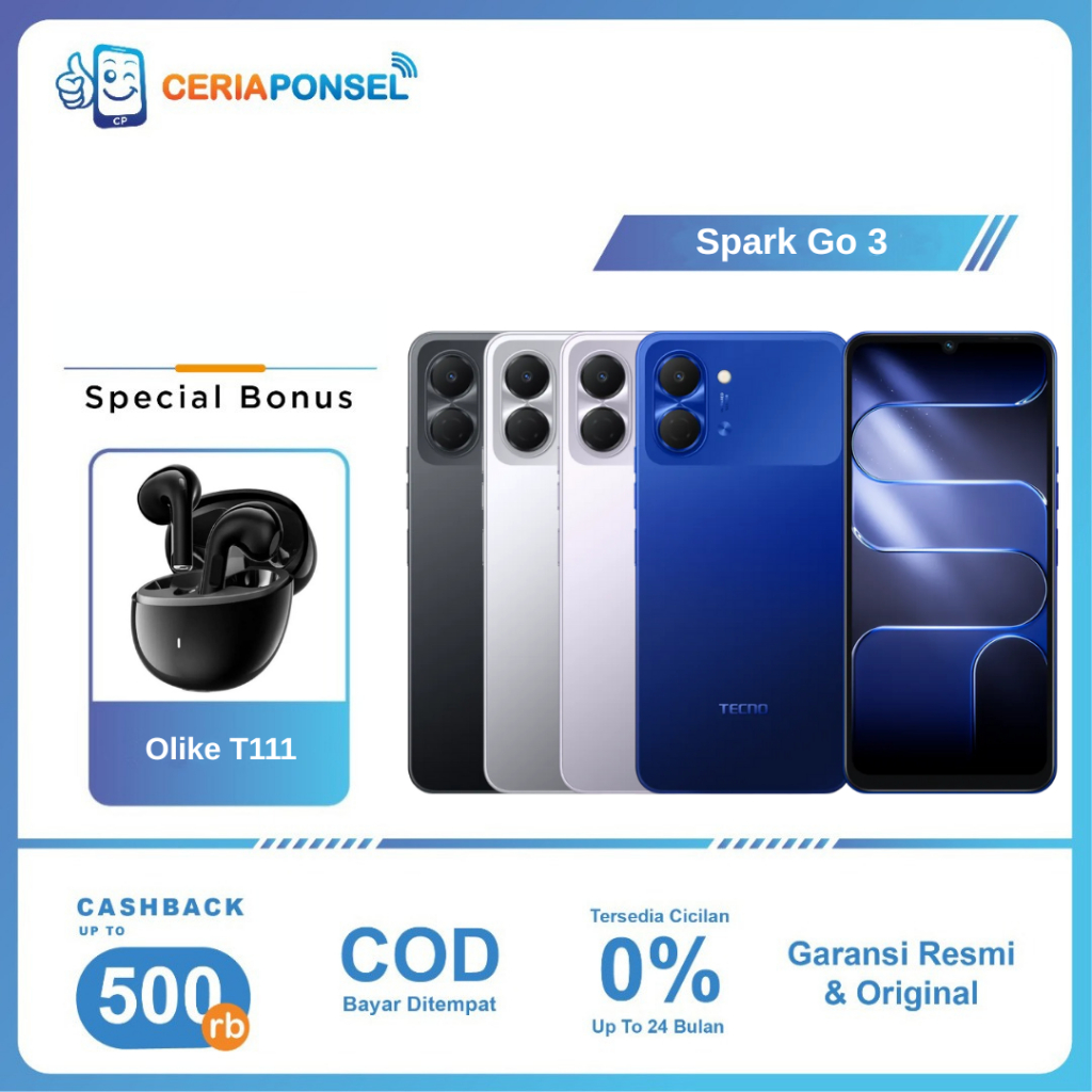 Jual Tecno Spark Go 3 4/64GB & 4/128GB Unisoc T250 5000mAh 15W ...