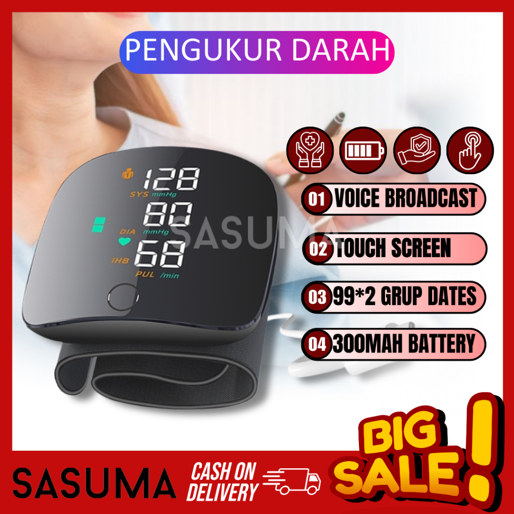 Jual SASUMA Tensimeter Digital Pergelangan Tangan USB Cas Alat Ukur ...