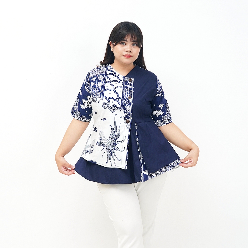Jual Baju Batik Wanita Blouse batik Jumbo 183 Mrs1 | Shopee Indonesia