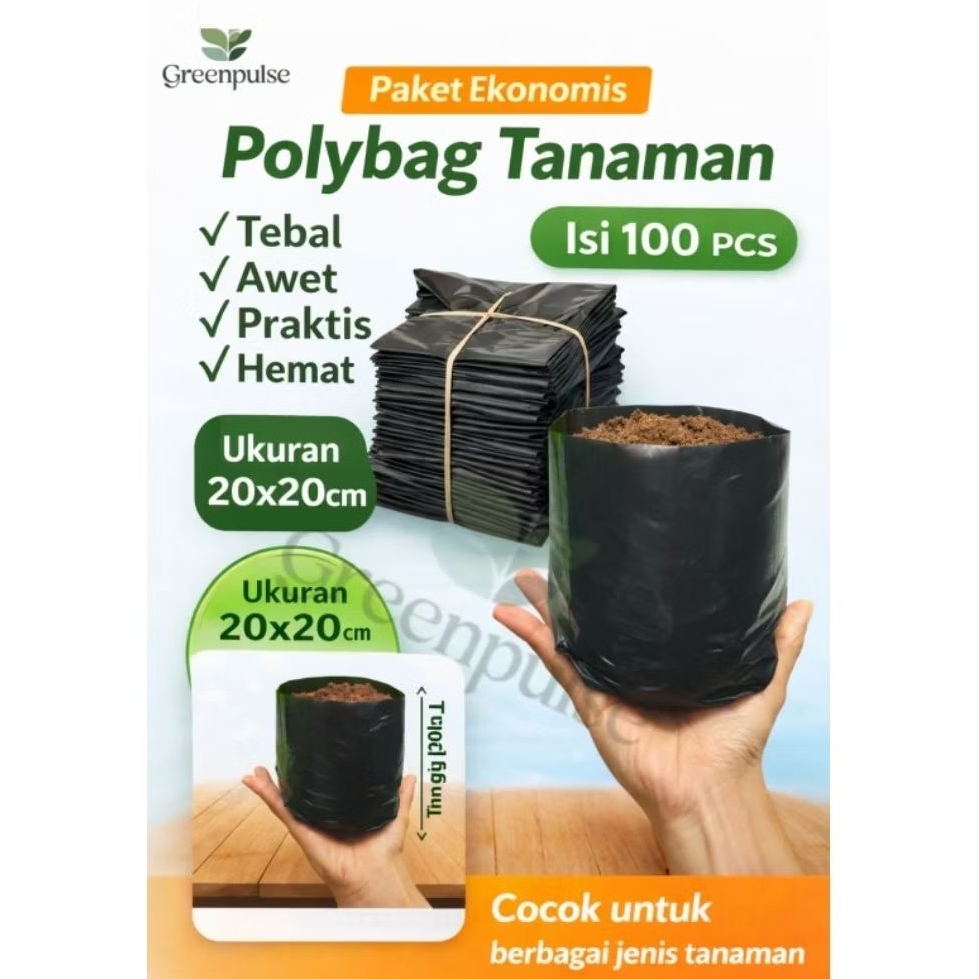 Jual Polybag Berkualitas Ukuran 20x20 - Isi 100 Lembar Polybag Plastik ...