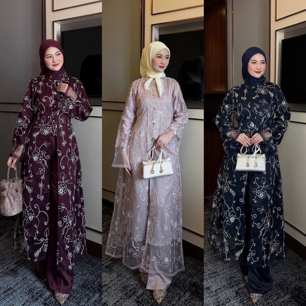 Jual BLASH | Hanum OneSet Malaya One Set Panjang Full Tule Pacth Bordir ...