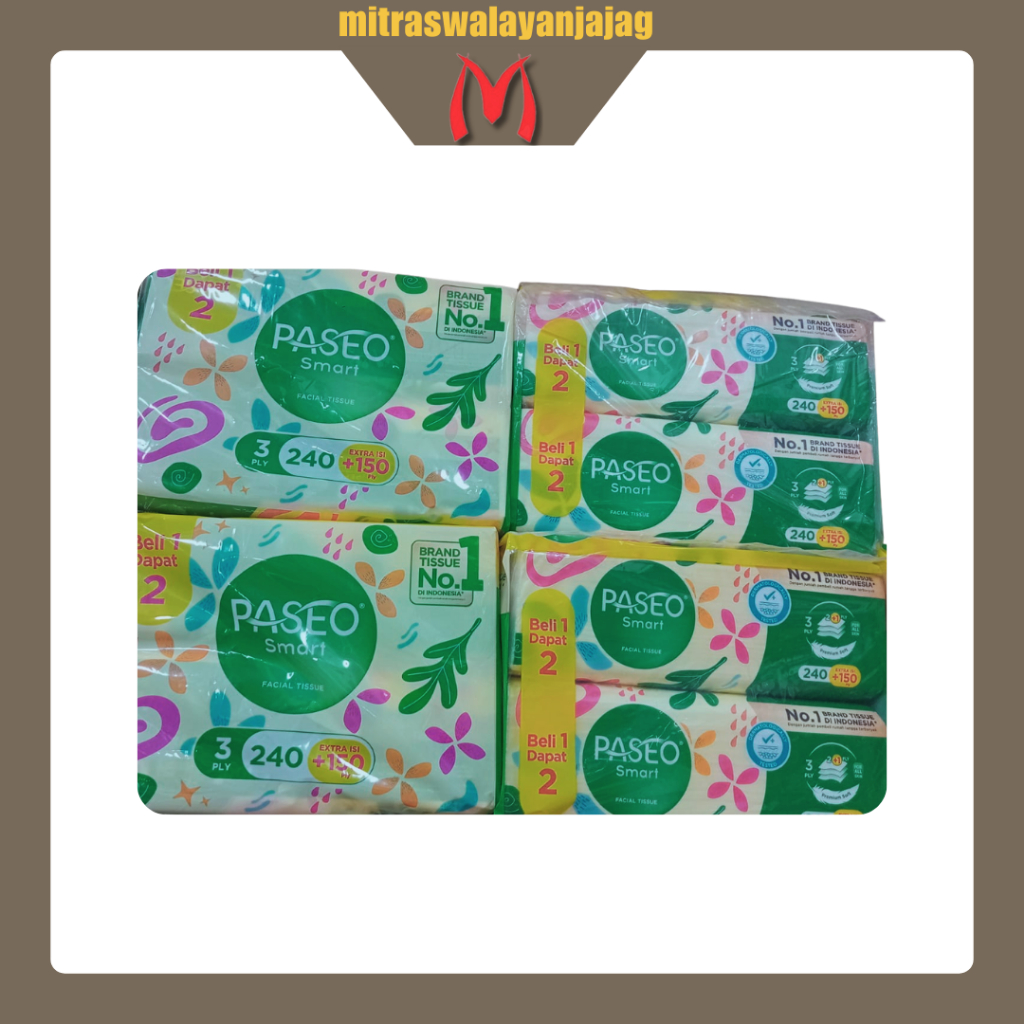 Jual [BELI 1 GRATIS 1] Paseo Smart Facial Tissue 240+150 Sheets - Tisu ...