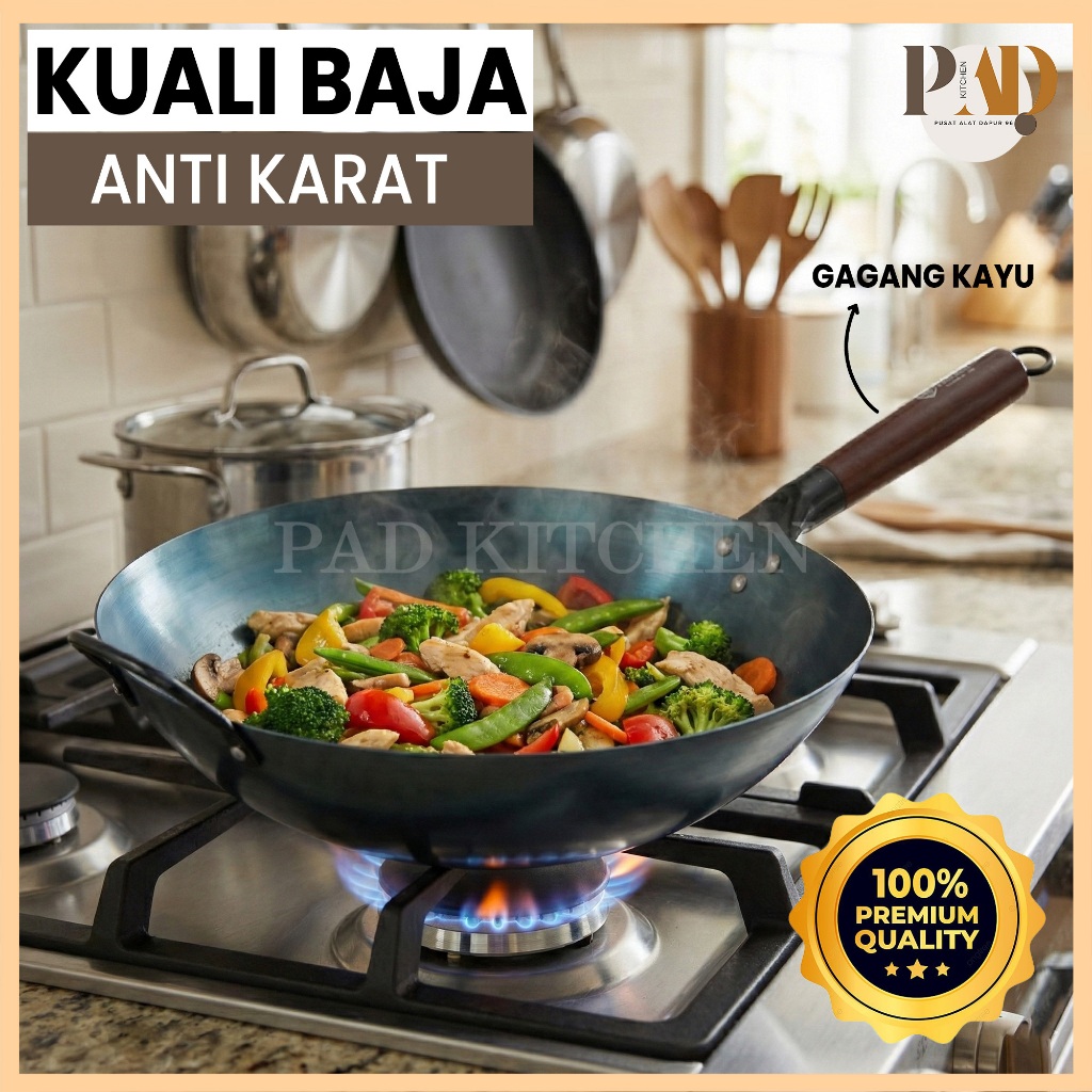 Jual Wajan Kuali Baja Premium 100% Quality Anti Lengket Panas Merata ...
