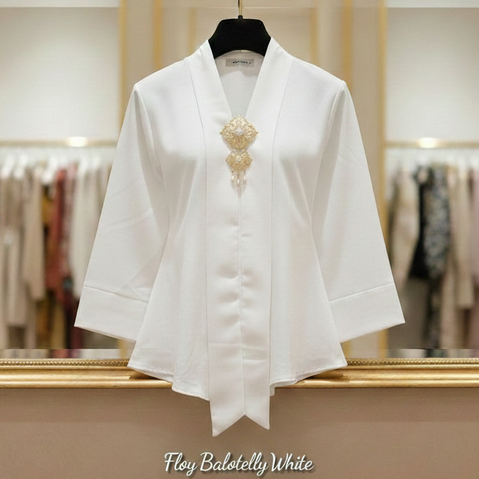 Jual WHITE Atasan Kebaya Polos Floy Balotelli Elegan Pilihan Warna ...