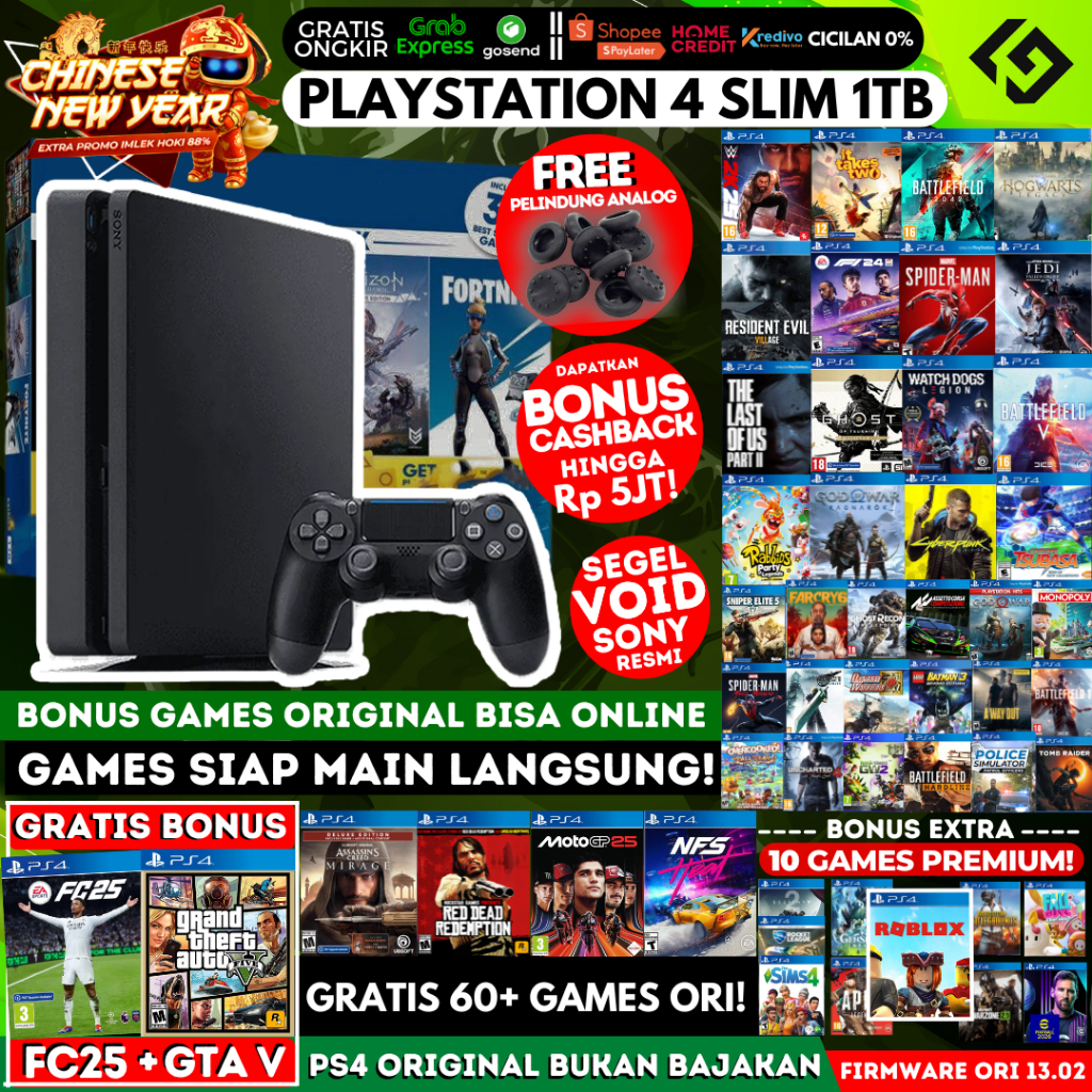 Jual PS4 Slim 1TB Original Playstation PS 4 Garansi Panjang Free Games ...