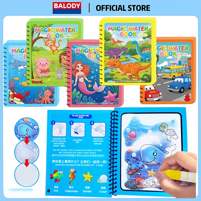 Jual BALODY Buku Mewarnai Magic Water Edukatif Anak/Drawing Water Magic ...