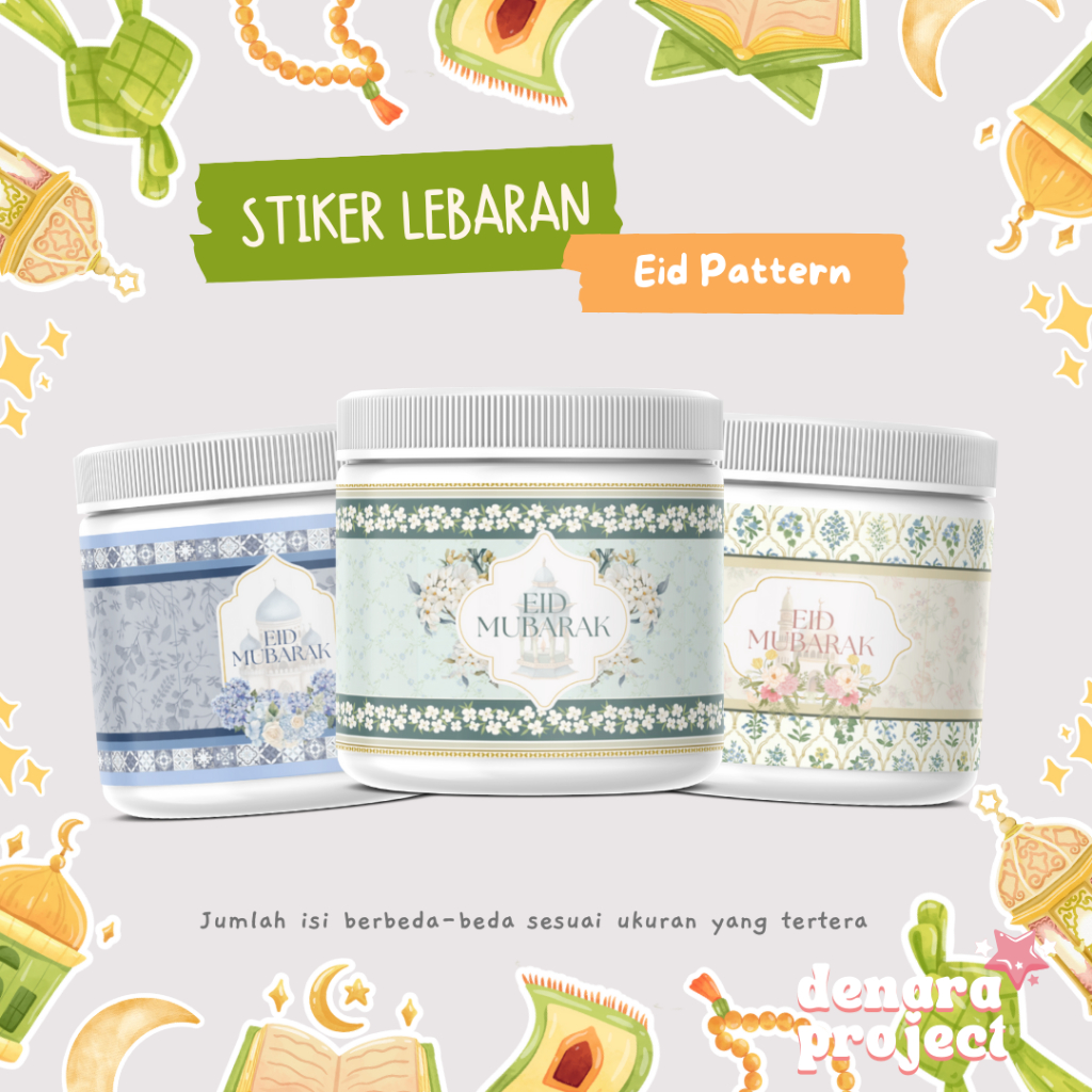 Jual (16 PCS) Sticker Label Idul Fitri PATTERN - Sticker Toples Kue ...