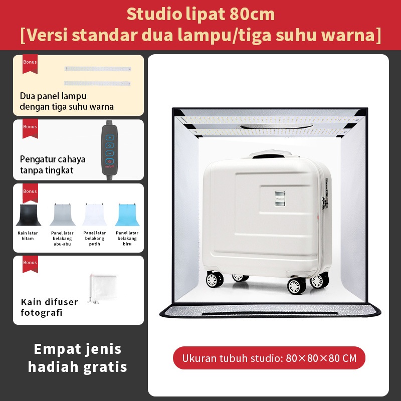 Jual GMETAL Fotobox 25CM/45CM/65CM/80CM LED Light Portable PhotoBox ...
