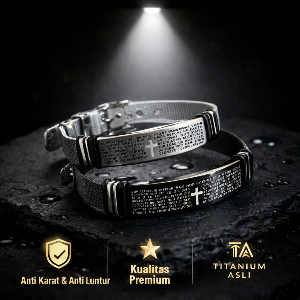 Jual ALPHA OMEGA - Gelang Salib Doa Bapa Kami Titanium | Gelang Rohani ...