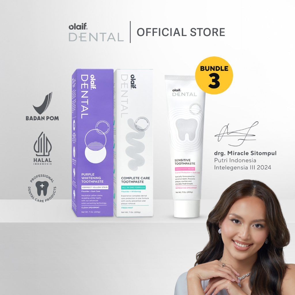 Jual [Bundle 3] Olaif Dental Complete Care Toothpaste + Purple ...