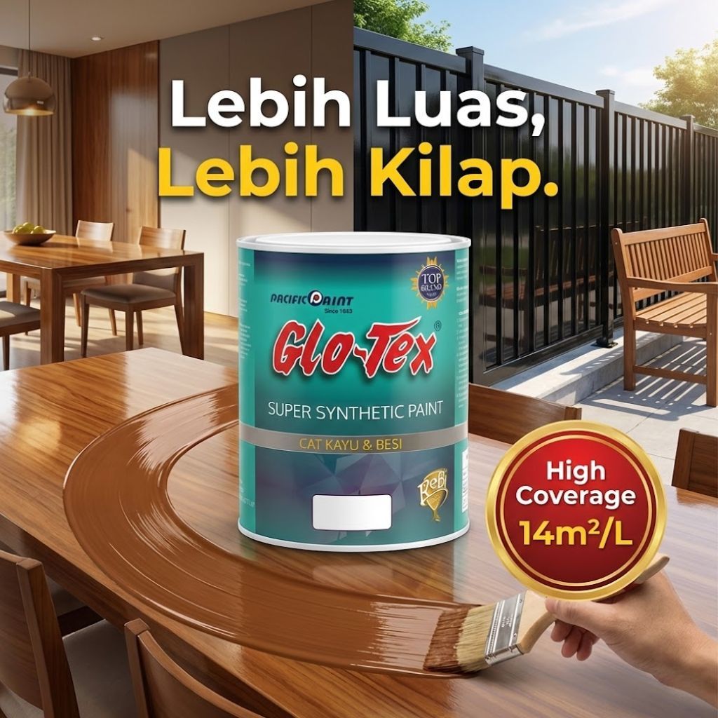 Jual Pacific Paint GLOTEX Cat Kayu & Besi [0.9L] Super Synthetic - Cat ...