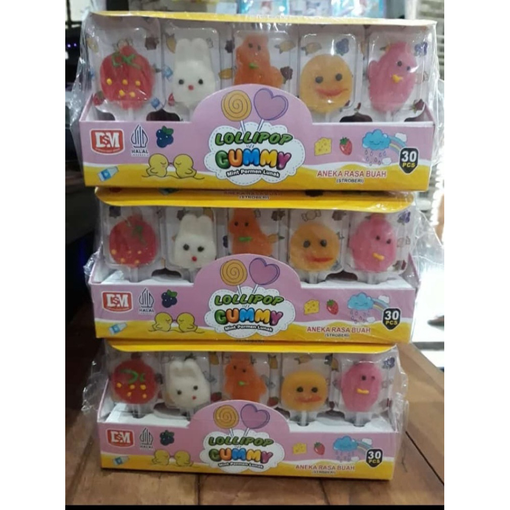 Jual Permen Lollipop Gummy Mint 30 Pcs - Rasa Segar, Empuk, dan Motif ...