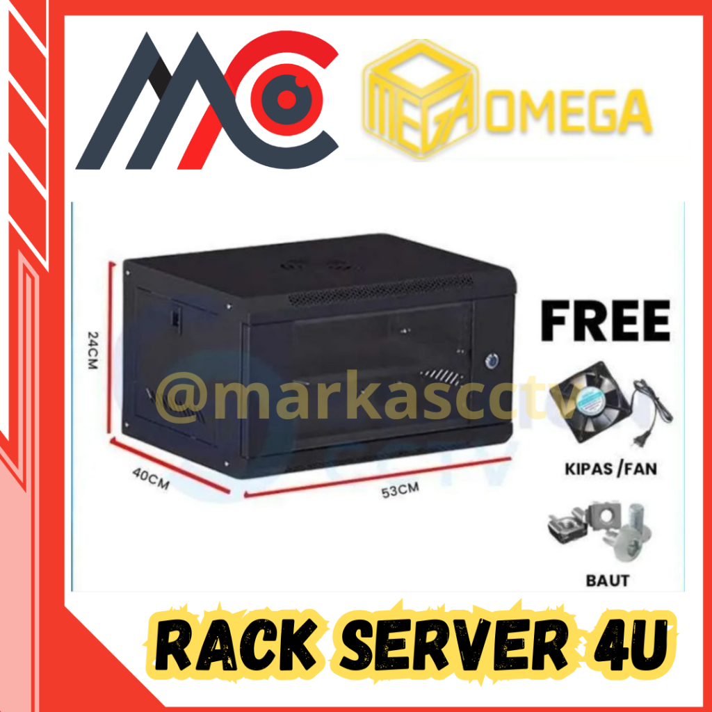 Jual Rak Server 4U Wallmount Rack Single Door 4U ( GRATIS FAN & BAUT ...