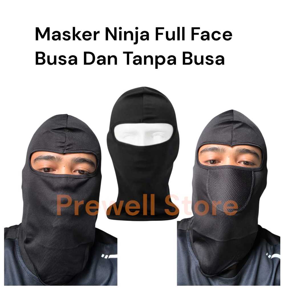 Jual Masker Motor Ninja Full Face Anti Debu Hitam Polos | Shopee Indonesia