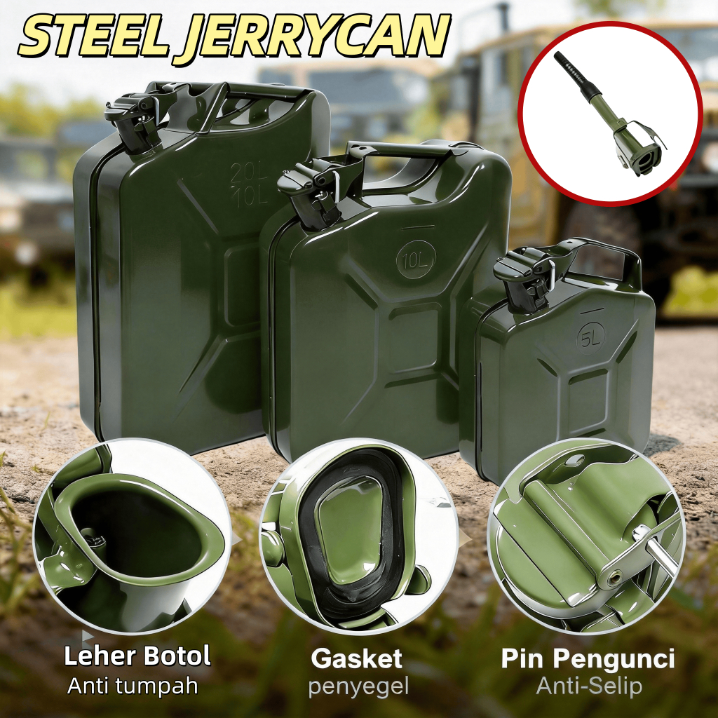 Jual [COD] 5/10/20L JERIGEN BESI BENSIN SOLAR JERRYCAN CARBON STEEL ...