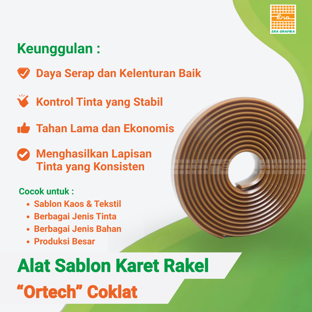 Jual ALAT SABLON KARET RAKEL “ORTECH” COKLAT PER CM | Shopee Indonesia