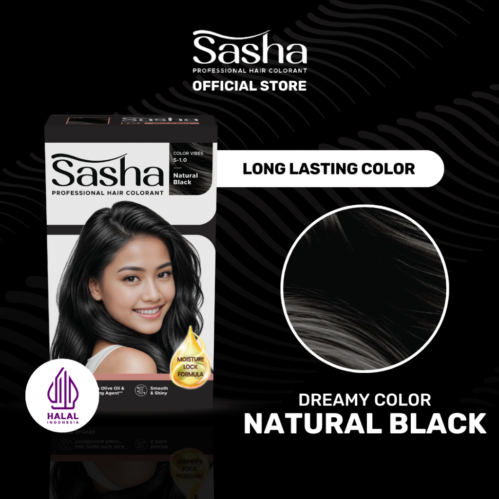 Jual Sasha Professional Hair Colorant Natural Black Box 25gr | Shopee ...