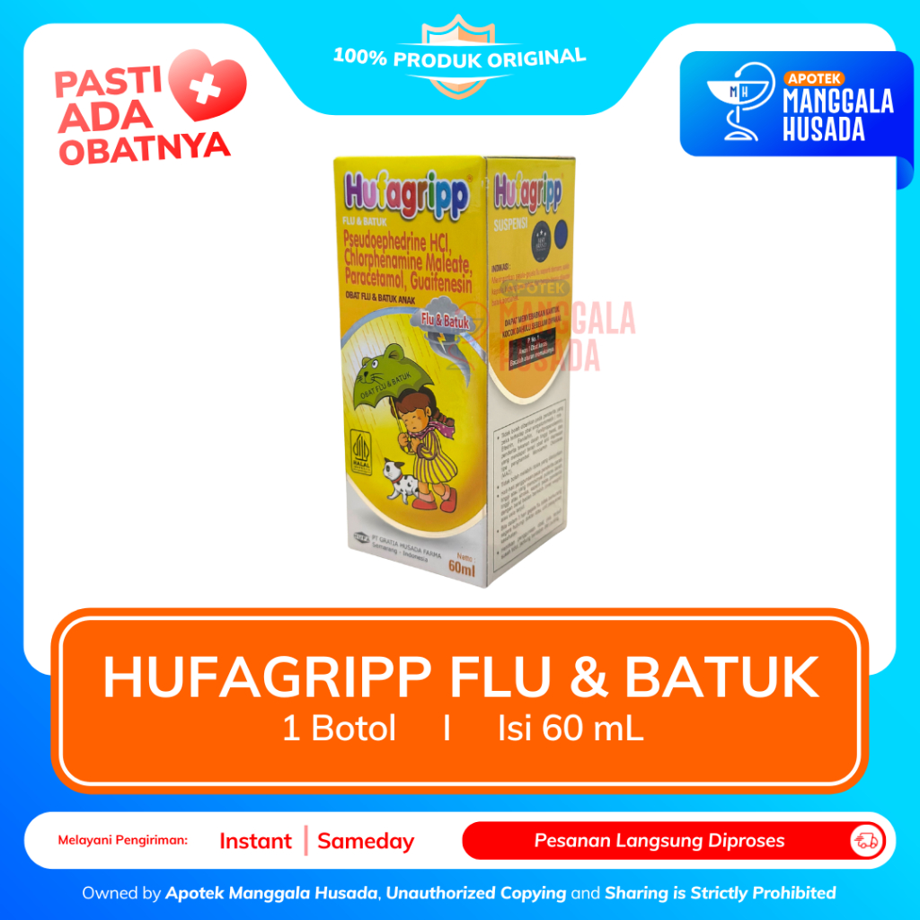 Jual HUFAGRIP FLU DAN BATUK SIRUP 60 ML - REDAKAN GEJALA FLU ANAK ...