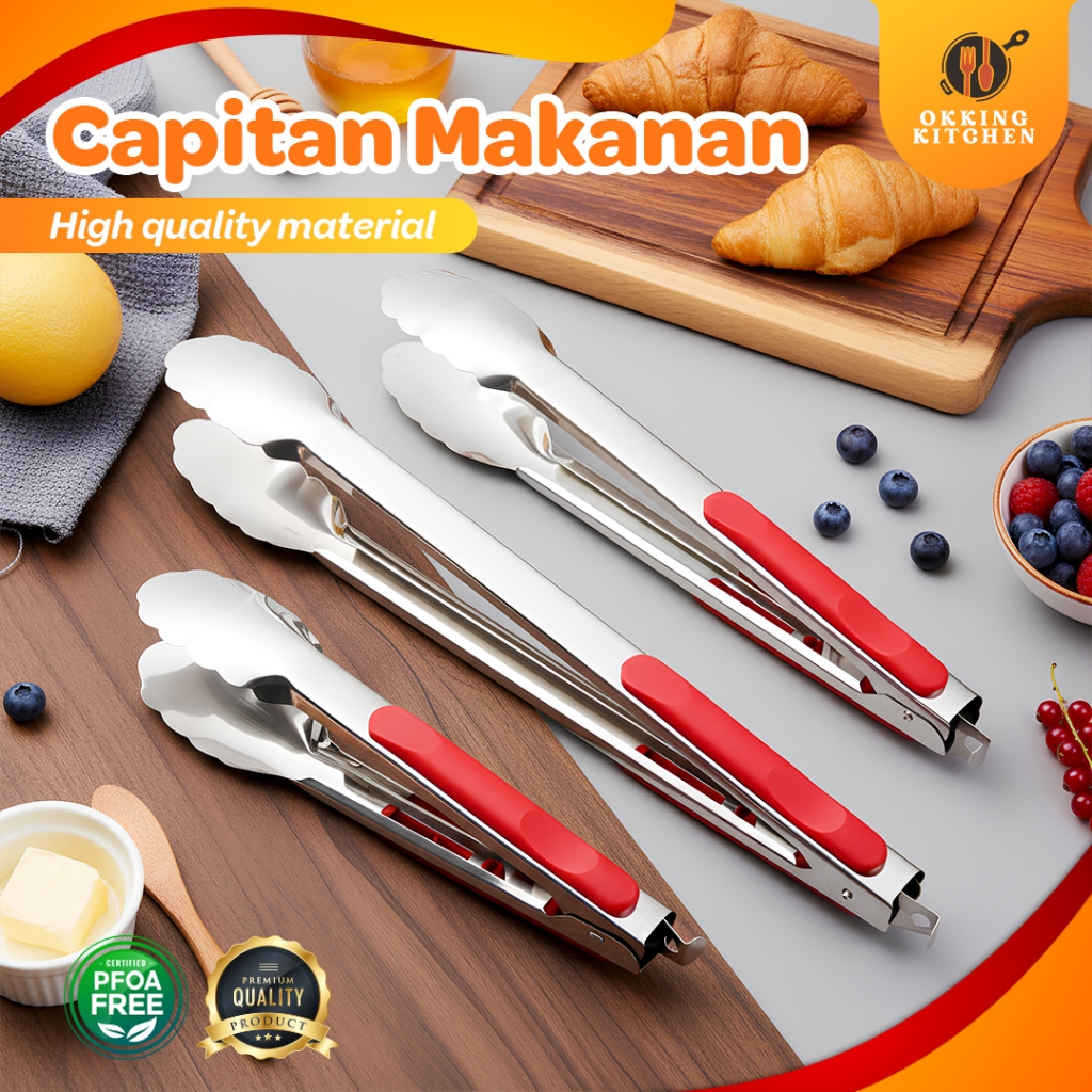 Jual OKkingKitchen PENJEPIT /CAPITAN STAINLESS STEEL GAGANG MERAH ...
