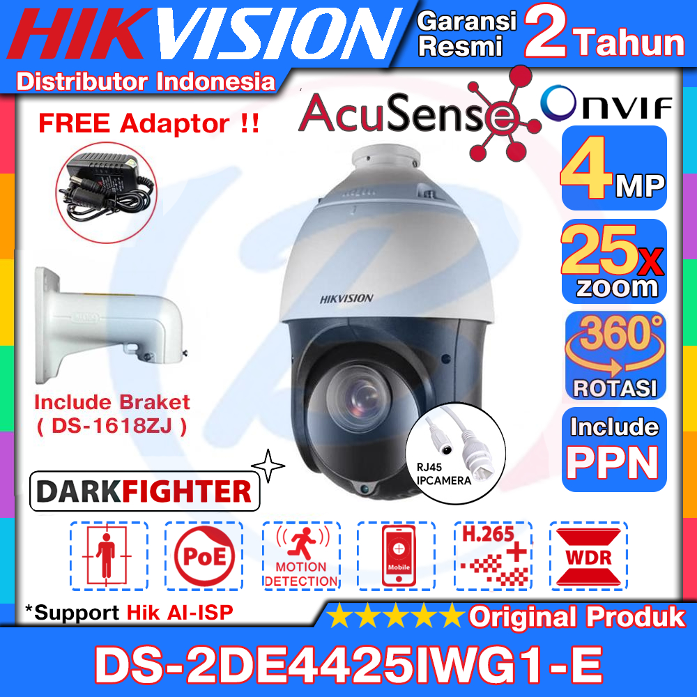 Jual Hikvision DS-2DE4425IWG1-E PTZ Ipcam 4MP 25X Zoom Optik Dengan ...