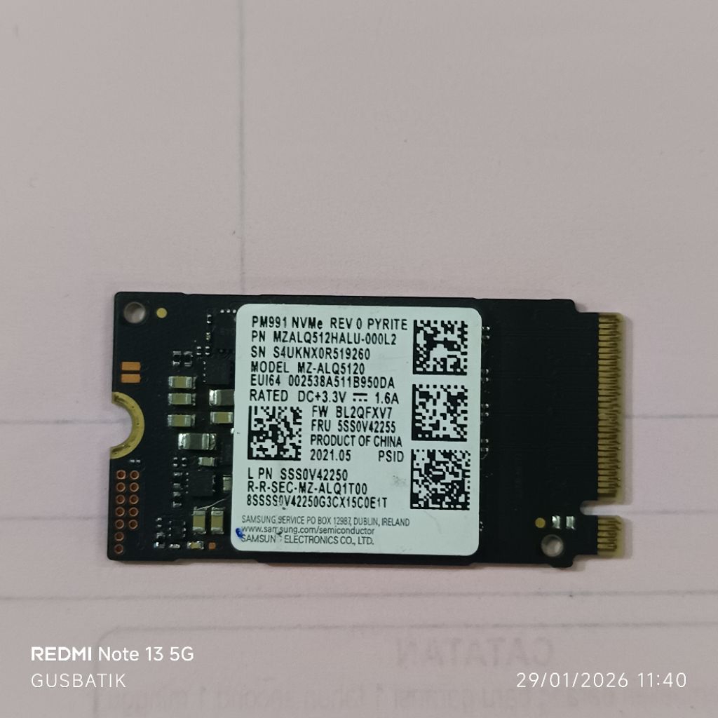 Jual ssd m2 nvme 2242 512 GB 512Gb samsung sentinel 100% second ...
