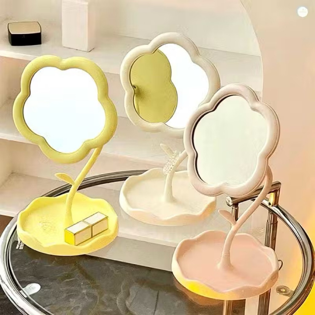Jual Cermin Bunga Stand Make Up Rotating Mirror Aesthetic Standing ...
