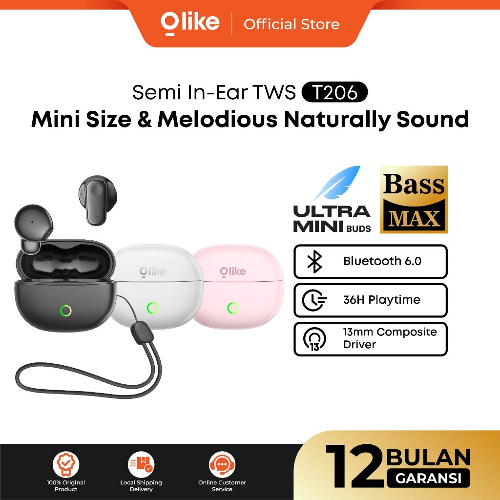 Jual [NEW PRODUCT] OLIKE TWS T206 Wireless Earbuds Driver 13mm Stereo ...