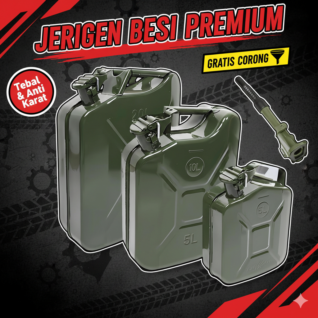 Jual [COD] 5/10/20L JERIGEN BESI BENSIN SOLAR JERRYCAN CARBON STEEL ...