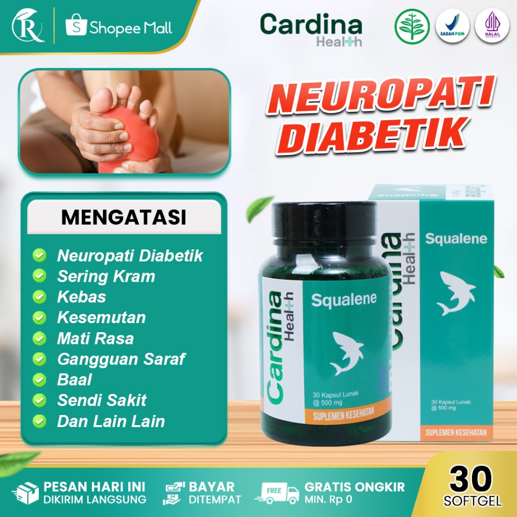 Jual CARDINA SQUALENE Obat Neuropati Diabetik Sering Kram Kebas ...