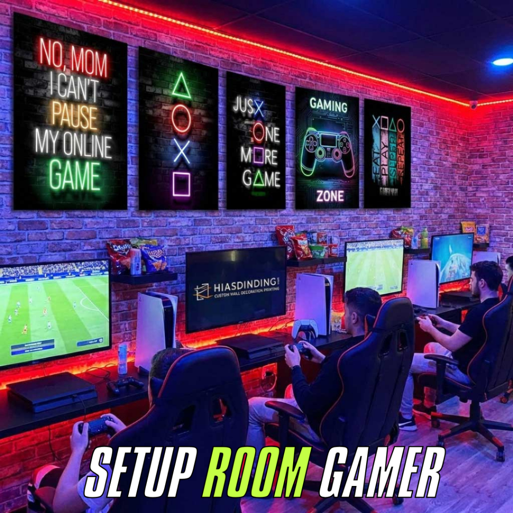 Jual Hiasan Dinding Poster kayu Neon Gamer PS 20x30cm, Wall Decor untuk ...