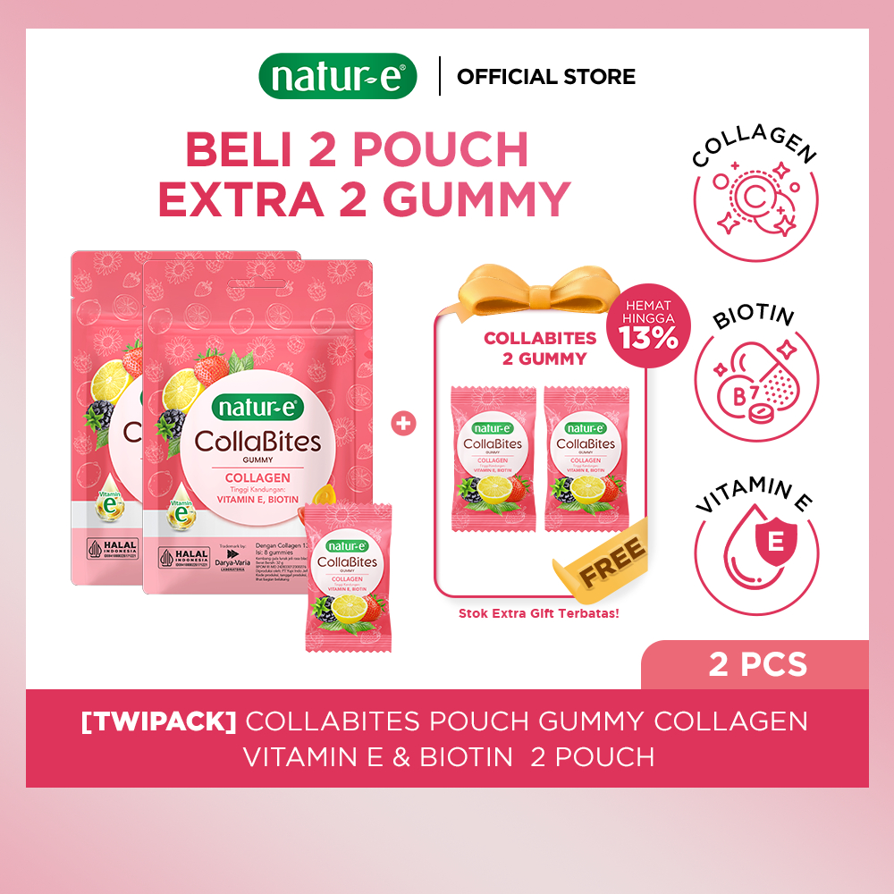 Jual Natur-E Twinpack CollaBites Pouch Gummy Collagen 2 Pouch - Gummy ...