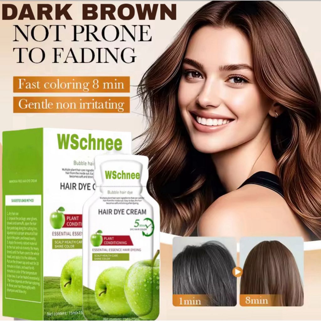 Jual (10PCS)Bubble Hair Dye Plant Pure DARK BROWN Color, WSCHNEE ...