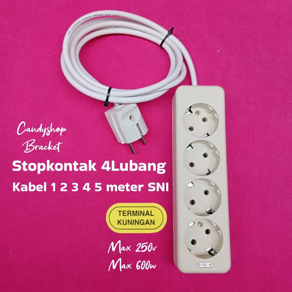 Jual terminal listrik 4 lubang/stop kontak kabel 1 s/d 5 meter visero ...