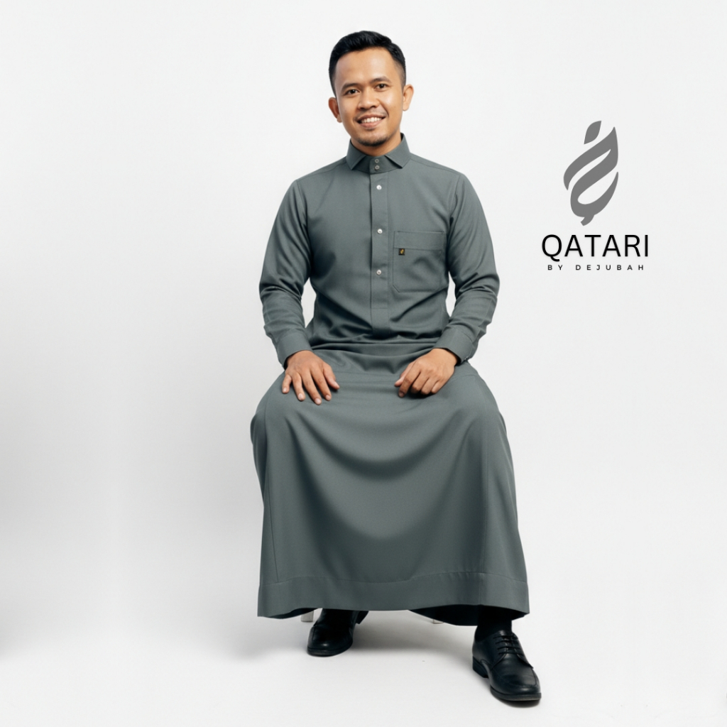 Jual DeJubah - Jubah Pria Slim Fit Model QATARI Manset Lengan Panjang ...