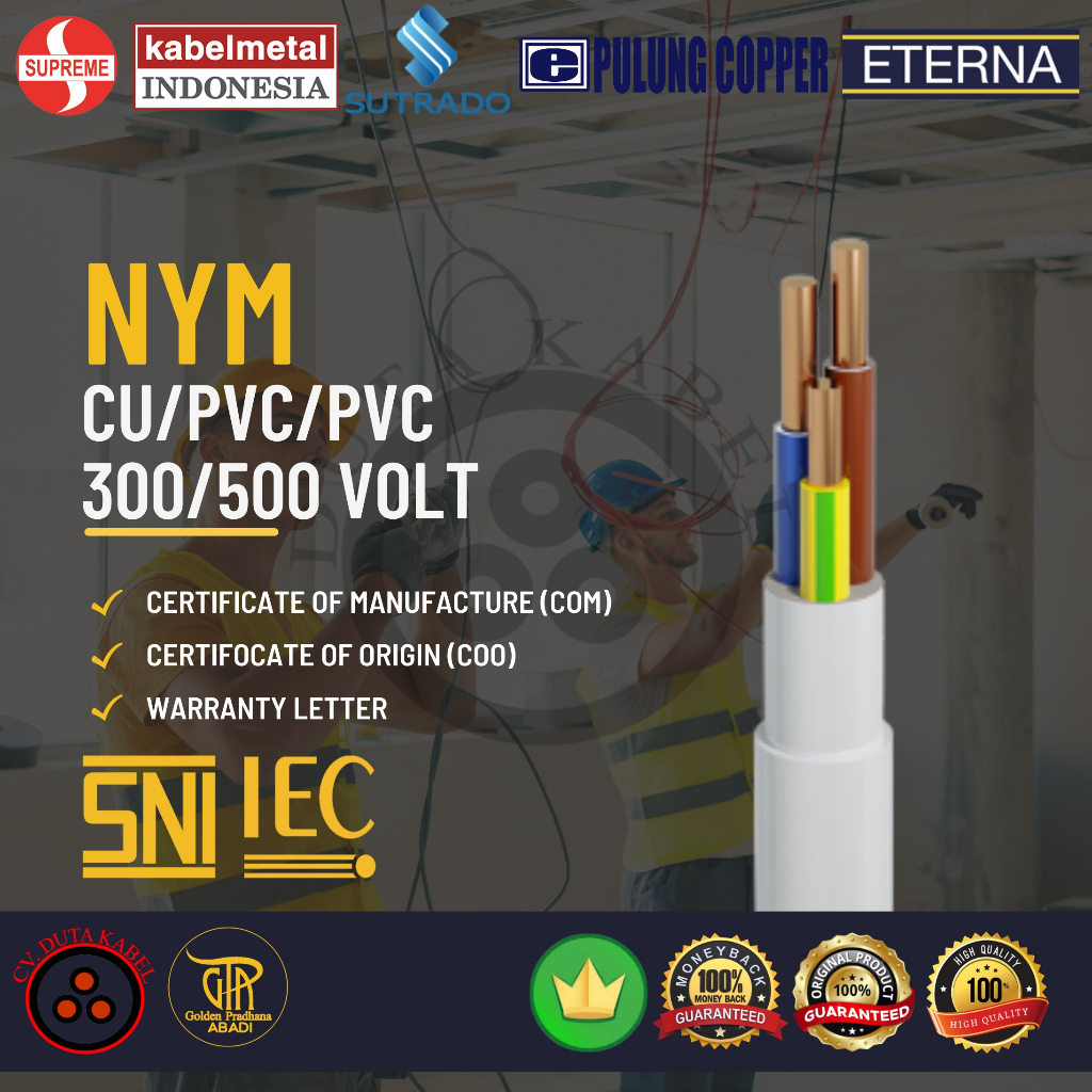 Jual Kabel NYM 3x6 mm2 SUPREME CABLE / KABELMETAL (KMI) / SUTRADO ...