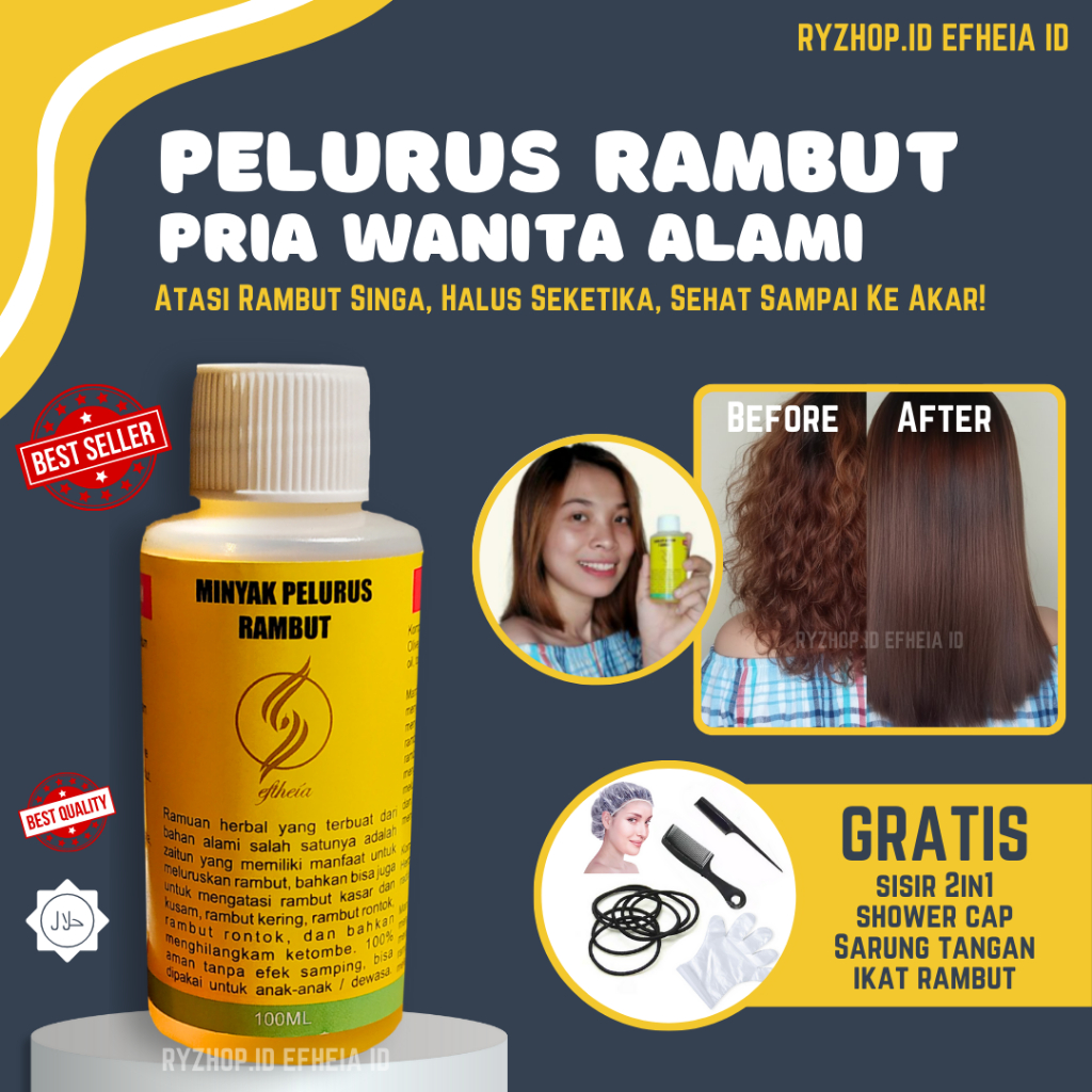 Jual Pelurus Rambut Permanen Pria Wanita Alami Tanpa Catok Efheia ...