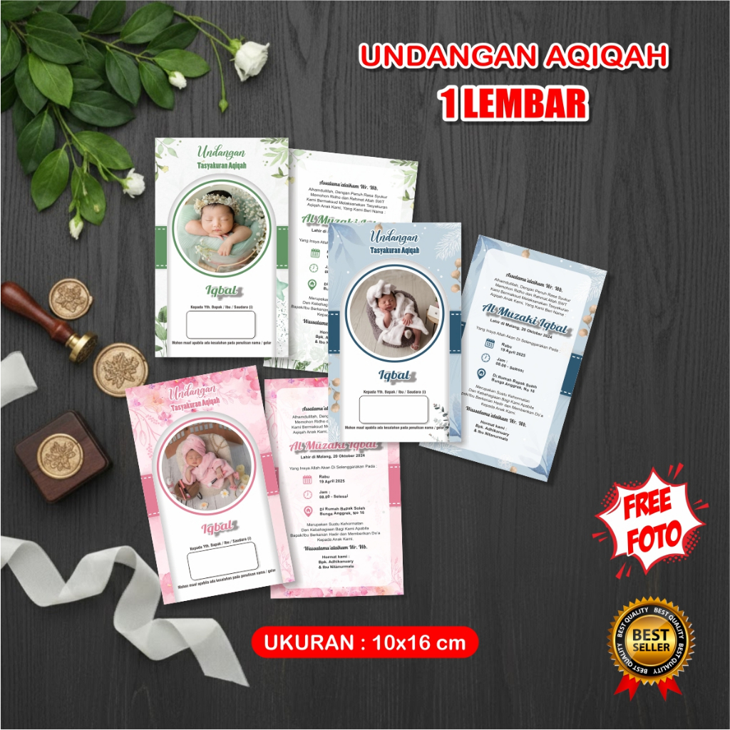 Jual Undangan Aqiqah Bayi 1 Lembar Timbal Balik A1 (Free Desain ...