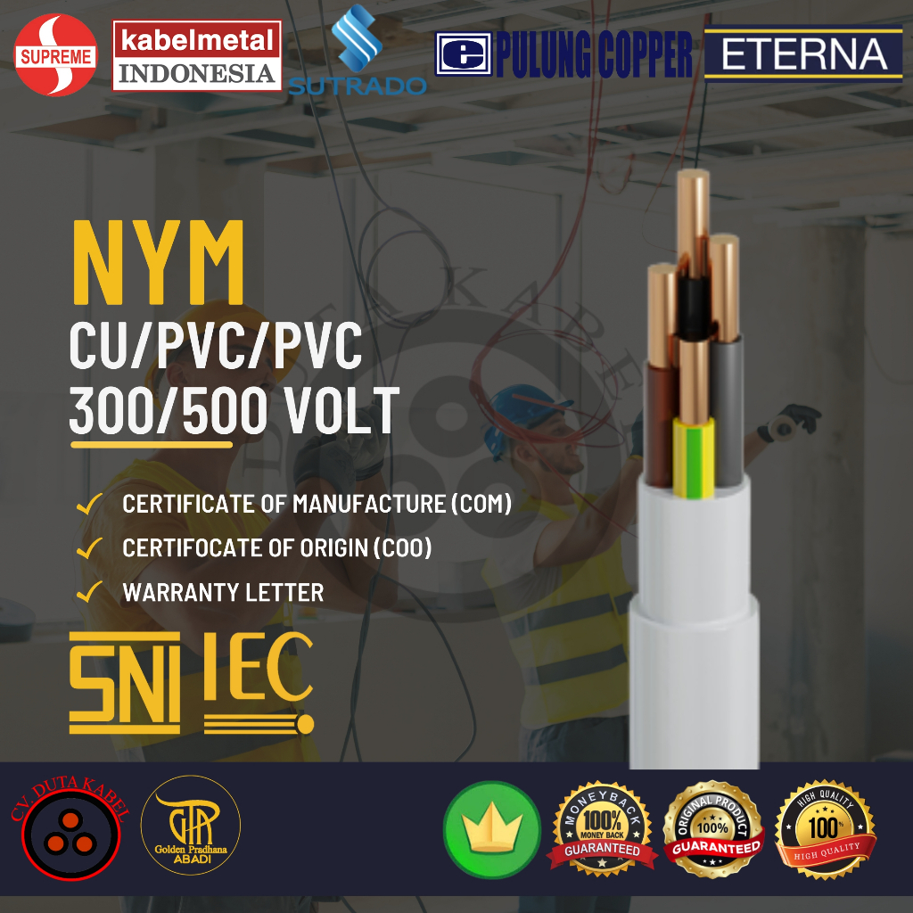 Jual Kabel NYM 4x6 mm2 SUPREME CABLE / KABELMETAL (KMI) / SUTRADO ...