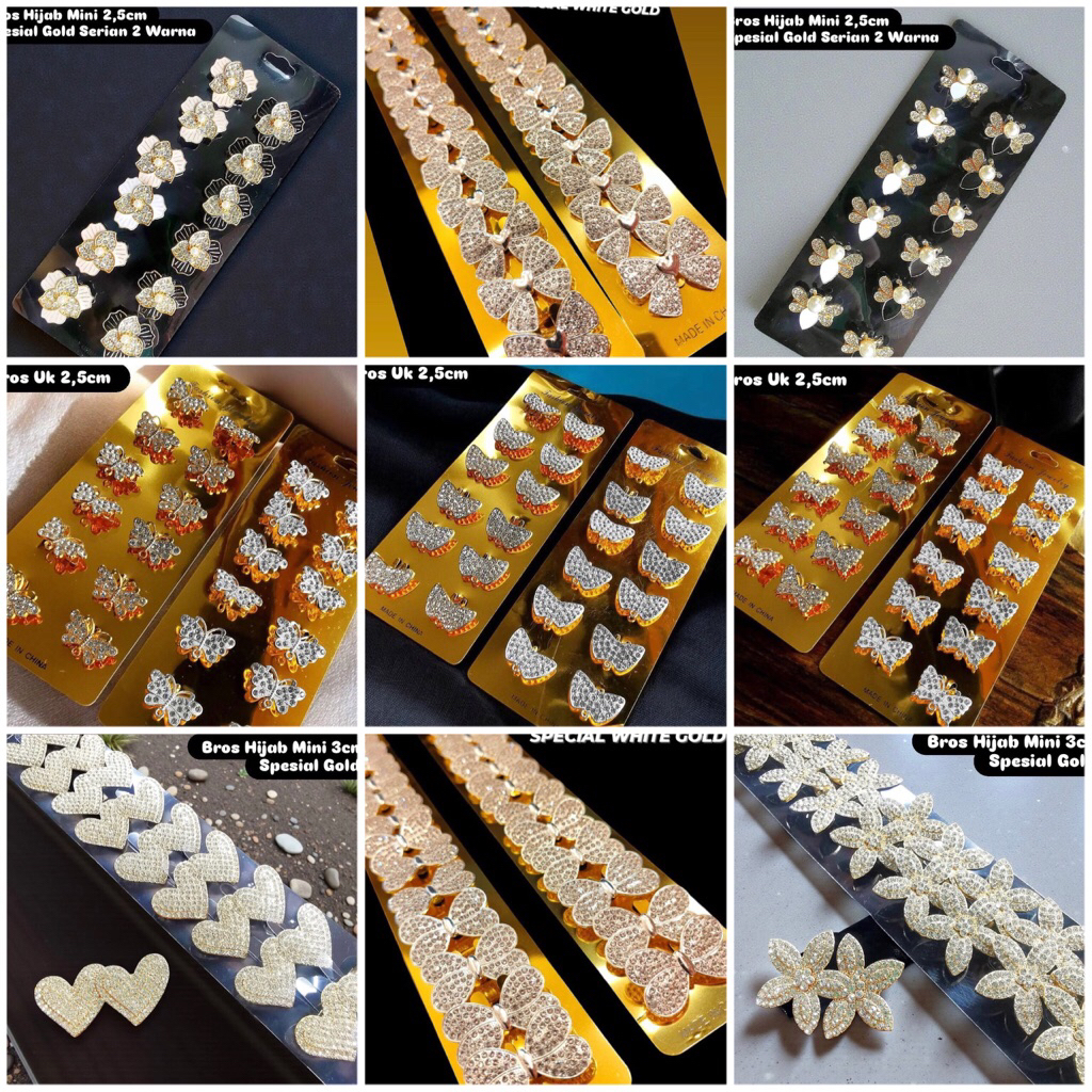 Jual (1 LUSIN isi 12 Pc) Bros Dagu Random 1 Motif /Bros Mata/Bros Hijab ...